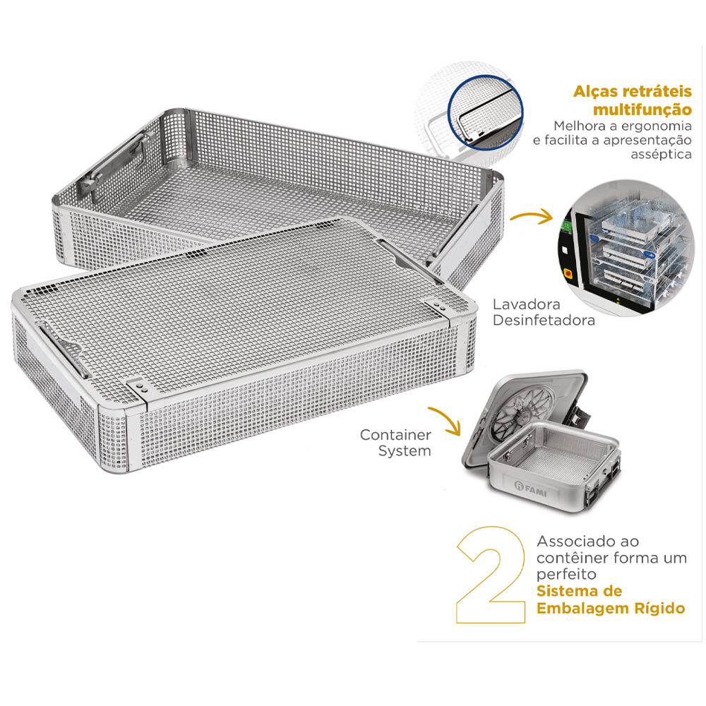 Cesto Inox P/ Lavadora Ultrassônica 540x255x100mm - Fami